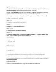 Document Docx Algorithm Workbench Design An Algorithm That Prompts The User To Enter His