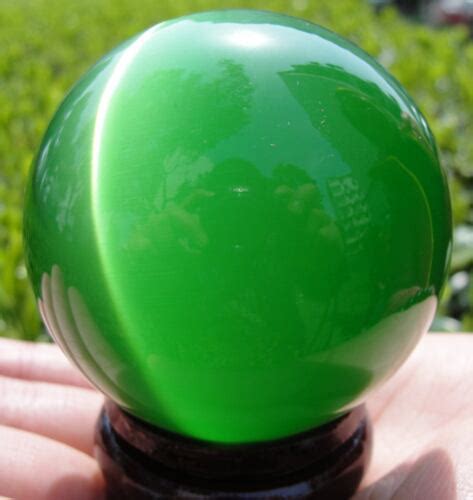 Hot Sell Asian Quartz Green Cat Eye Crystal Healing Ball Sphere 80mm
