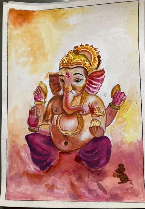 Water Colour Ganesha Painting Book Art Drawings Ganesha Painting