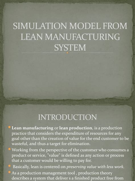 Simulation Model From Lean Manf Pdf Lean Manufacturing Simulation