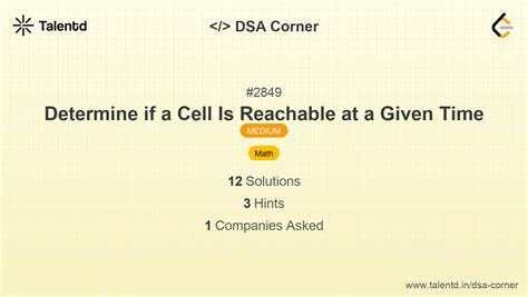 Determine If A Cell Is Reachable At A Given Time Dsa Problem Talentd