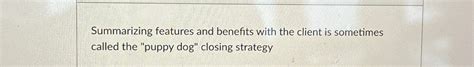 Solved Summarizing Features And Benefits With The Client Is Chegg