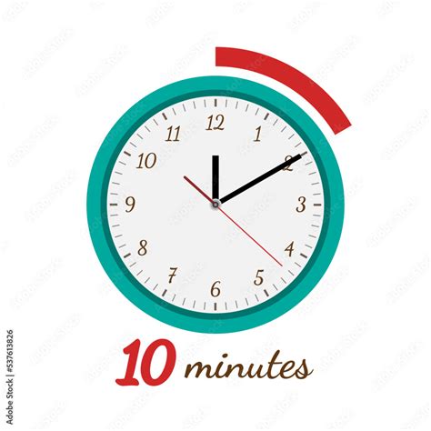 Ten Minutes Time Symbol 10 Minute Vector Analog Clock Stock