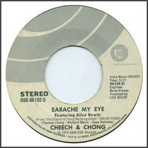 Cheech And Chong Earache My Eye Featuring Alice Bowie 1974 Cheech And Chong Bowie Lou Adler