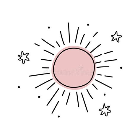 Soleil Avec Rayons Icône Ligne Modèle De Doodle Simple Tatouage Boho