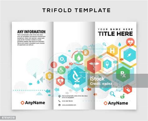 Trifold Designon 의료 3단 브로슈어에 대한 스톡 벡터 아트 및 기타 이미지 3단 브로슈어 형판 책자