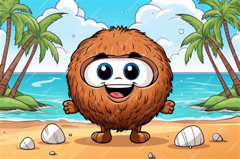Premium Ai Image Colorful Coconut Coloring Page Line Image Chibi