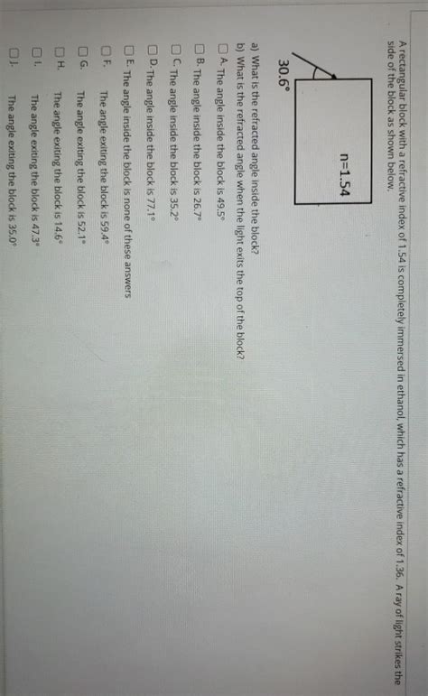 Solved A Rectangular Block With A Refractive Index Of 1 54 Chegg Com