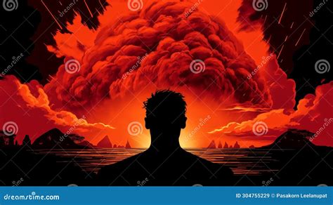 Mind Blowing Idea Head Explosion Illustration Of Man In Chaos Stock