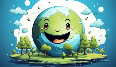 Premium Photo Funny Planet Earth With Smiling Face Ai Generated