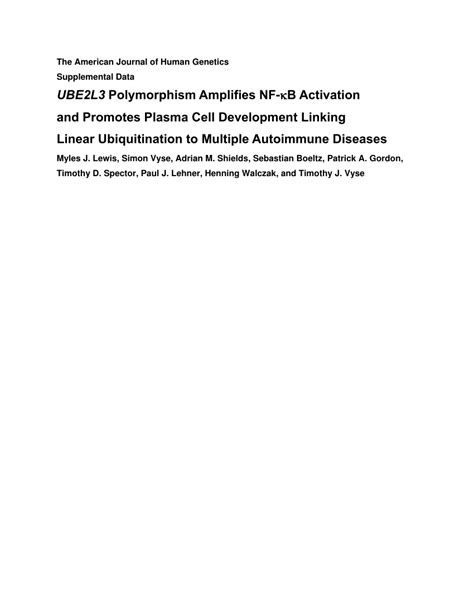 Pdf Ube2l3 Polymorphism Amplifies Nf κb Activation And Promotes