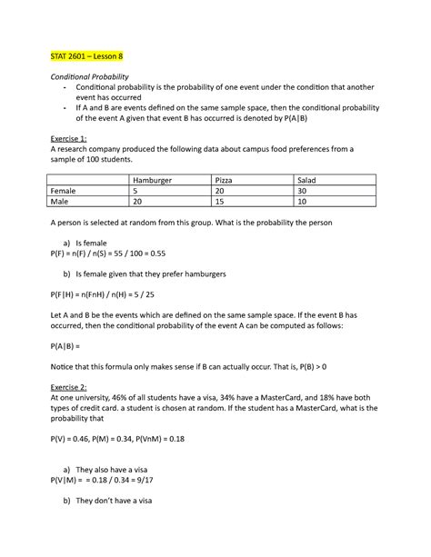 Lesson Notes Conditional Probability Independent Events Law Of Total Probability
