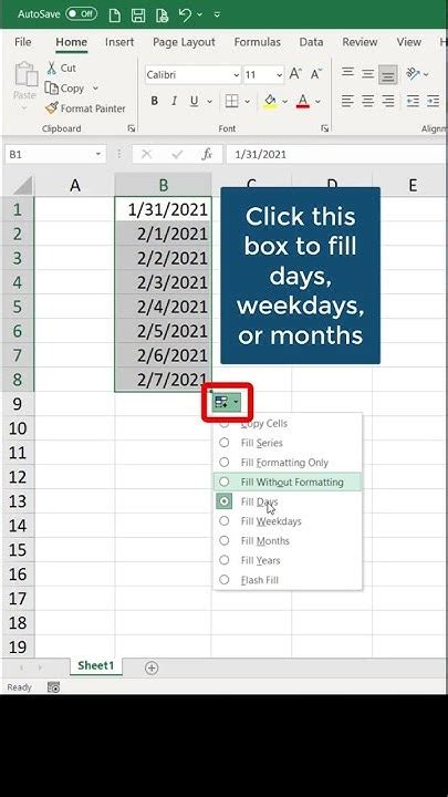 Auto Fill Dates In Excel Shorts Youtube