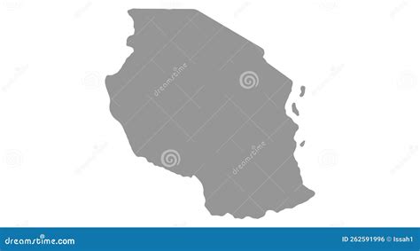 Tanzania Vector Map Isolated On White Background High Detailed Black
