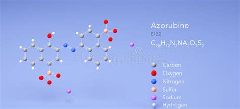 Azorubine Molecule Molecular Structures Azo Dye E122 3d Model