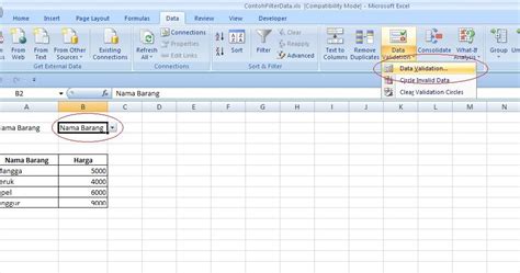 Ramadhan Wahyudin Membuat Filter Data Menggunakan Data Validation