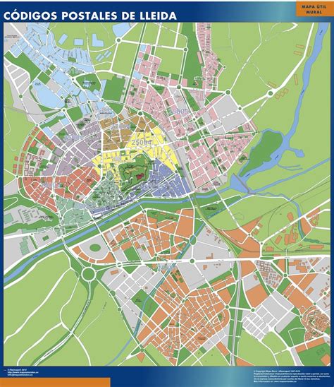 Lleida Codigos Postales Mapa Magnetico Vector World Maps