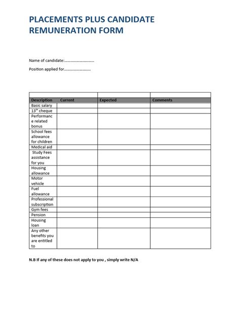 Remuneration Form Pdf