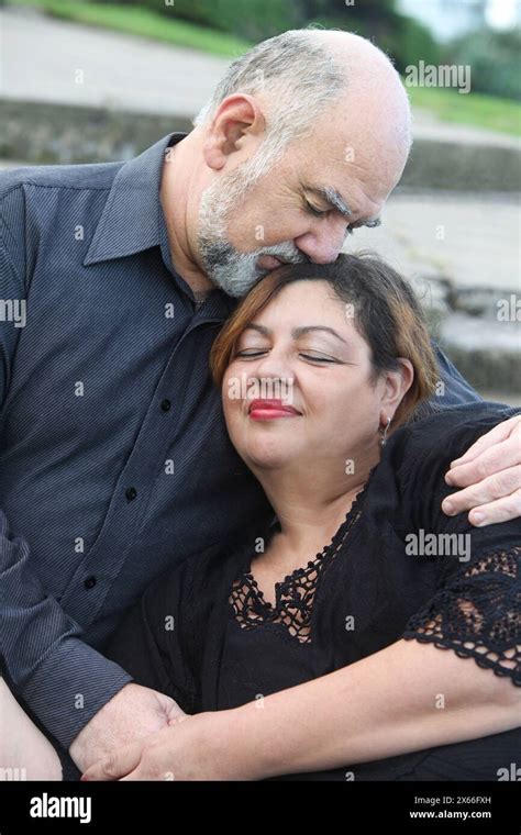 Romantic Cheerful Mature Couple Outdoors Stock Photo Alamy