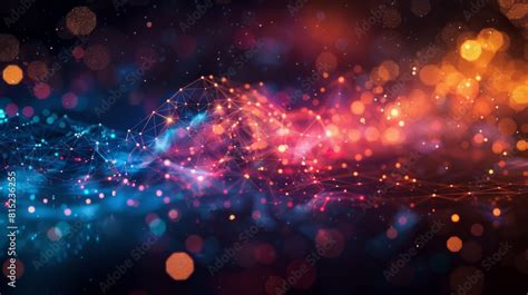 Vibrant Abstract Representation Of Digital Network Connectivity With Sparkling Nodes And