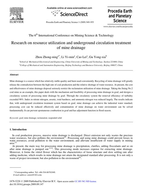 Pdf Research On Resource Utilization And Underground Circulation