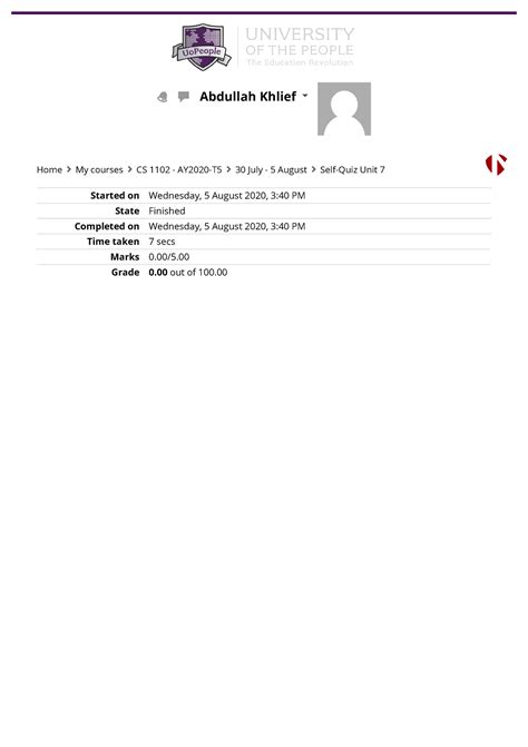 Self Quiz Unit 7 Attempt Review 9 Started On Wednesday 5 August 2020 3 40 Pm State Finished