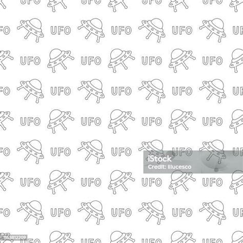 Ufo 일 패턴 낙서 완벽 한 개요 배경 벡터 일러스트입니다 패턴에 대한 스톡 벡터 아트 및 기타 이미지 패턴 0명 검은