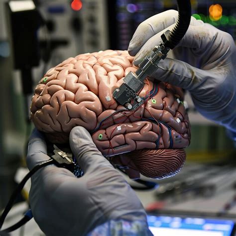 Premium Photo A Human Brain Being Held In A Gloved Hand With A Device