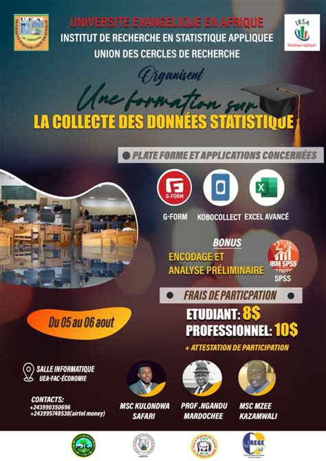 Formation Sur La Collecte Des Donn Es Statistiques Uea Universit Evang Lique En Afrique