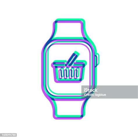 Vetores De Smartwatch Com Carrinho De Compras Ícone Com Sobreposição De