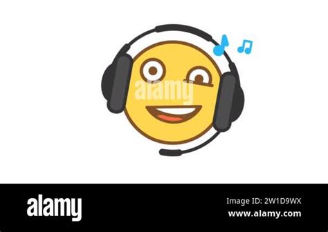 Emoticon Listens Music On Headphones Option 2 Animated Emoticons