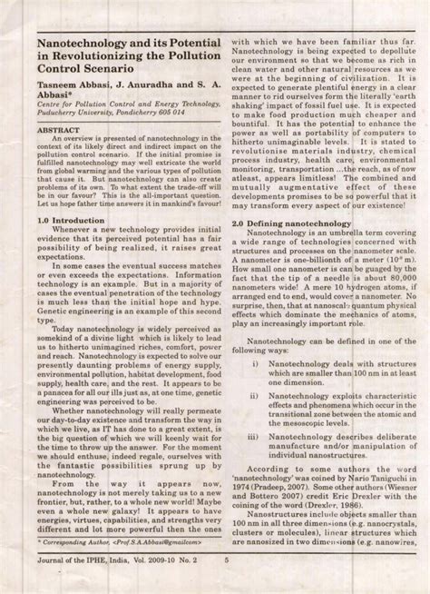 Pdf Nanotechnology And Its Potential In Revolutionizing The Pollution Control Scenario