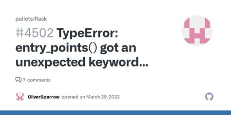 Typeerror Entry Points Got An Unexpected Keyword Argument Group · Issue 4502 · Pallets