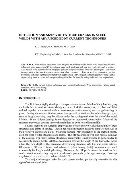 Pdf Detection And Sizing Of Fatigue Cracks In …€¦ · Detection And
