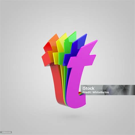 3d Letter T Lowercase 3d Render Cutaway Rainbow Font Pride Colors