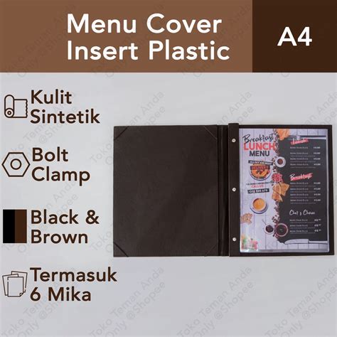 Jual Buku Menu Restoran Cafe Kulit A4 Leather Menu Book Plastik Mika
