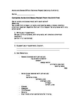 Acids And Bases Fun Science Lab By Caliview Babe Curriculum TPT
