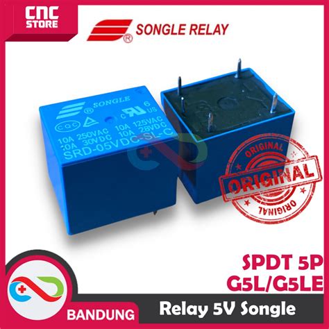 Jual RELAY SONGLE 5V 10A SRD 05VDC SL C 5 PIN 5P G5L G5LE Shopee