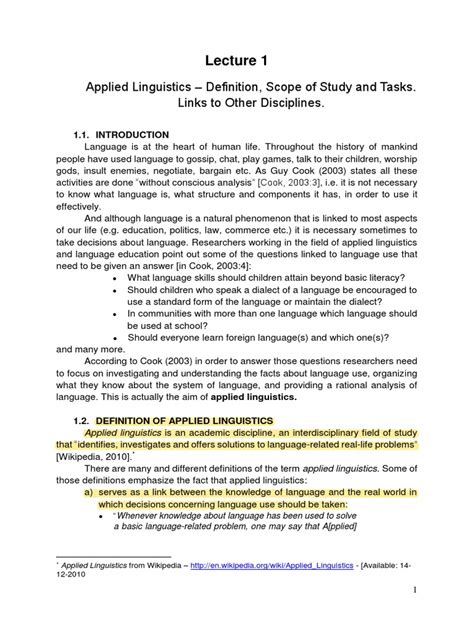 Lecture 1 Applied Linguistics Pdf Linguistics Second Language Acquisition