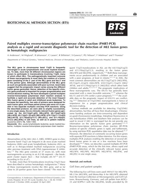 PDF Paired Multiplex Reverse Transcriptase Polymerase Chain Reaction