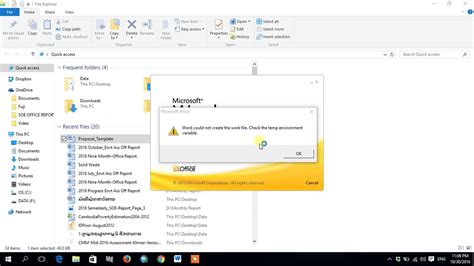 Word Could Not Create Work File Check The Temp Environment Variable
