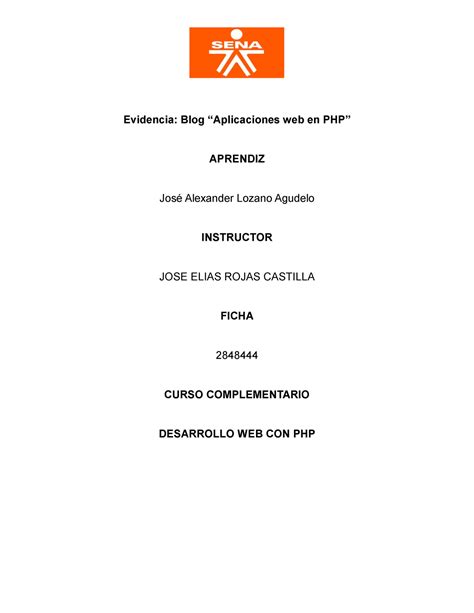 Blog Aplicaciones Web En PHP Evidencia Blog Aplicaciones Web En