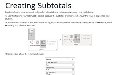 Creating Subtotals Microsoft Excel 365