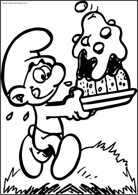 Smurfs Color Pictures Greedy Smurf Free Printable Coloring Page