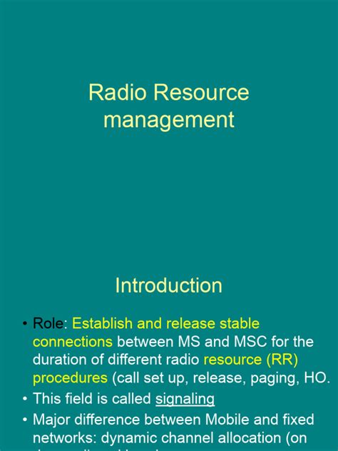 Radio Resource Management Pdf Telecommunications Information And