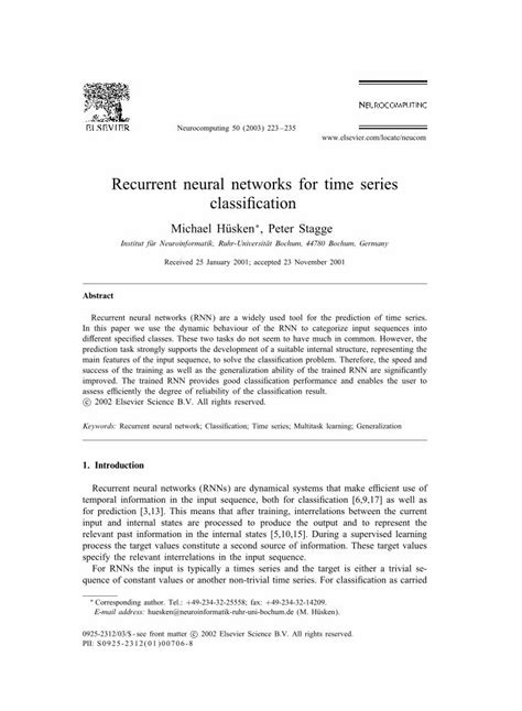 pdf recurrent neural networks for time series classification