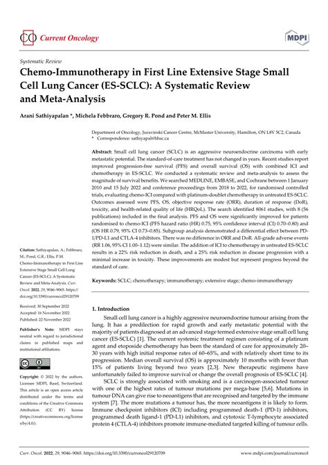 Pdf Chemo Immunotherapy In First Line Extensive Stage Small Cell Lung