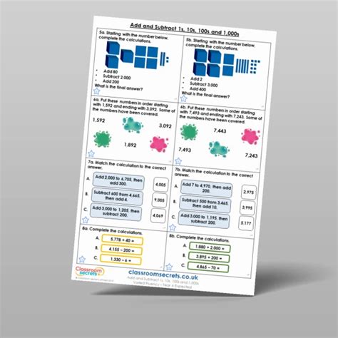 Year 4 Add And Subtract 1s 10s 100s And 1 000s Varied Fluency Resource Classroom Secrets