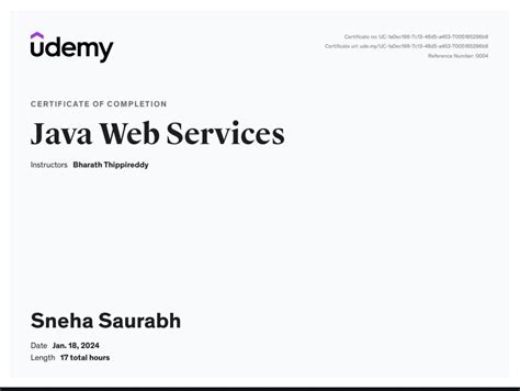 javawebservices continuouslearning udemycertificate sneha saurabh