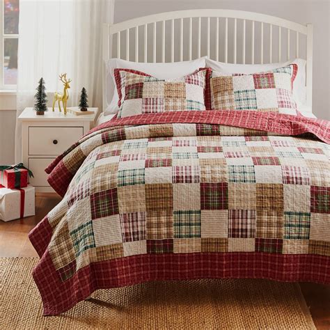 Oxford Red Quilt Set Retro Barn Country Linens